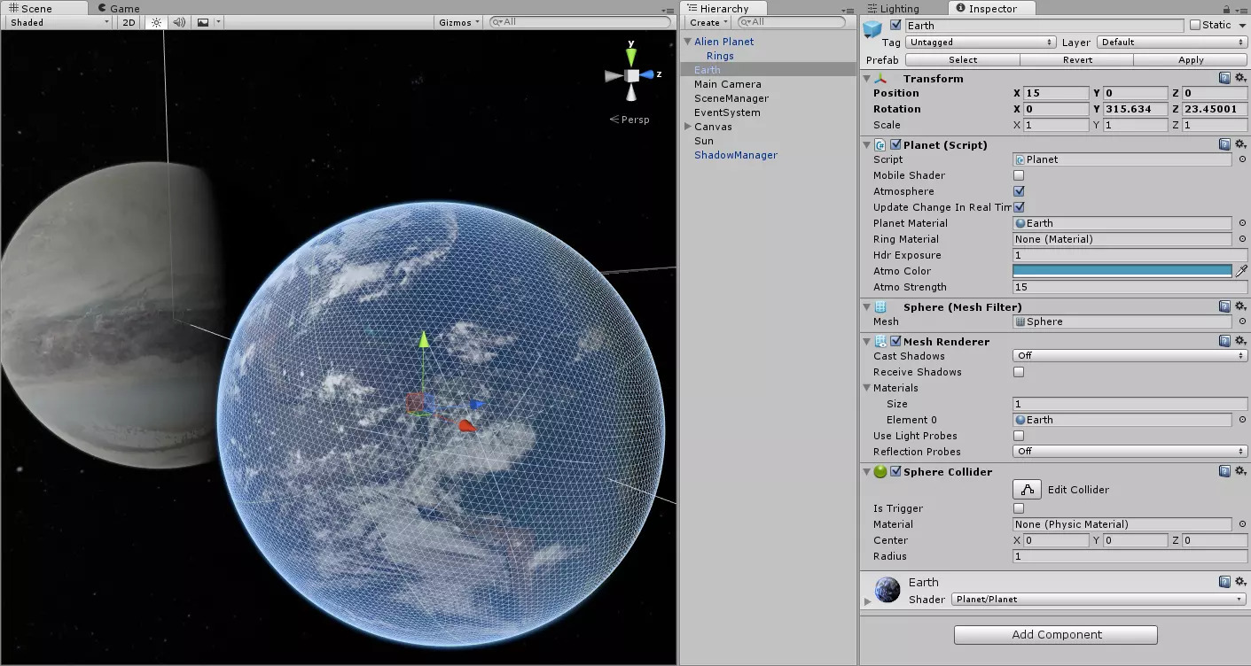 Review Paket Unity Asset Store Planet Shader Dan Shadowing System Sharp Coder Blog
